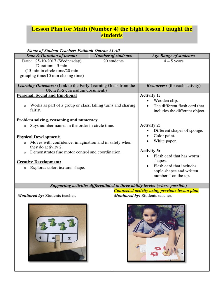 Lesson Plan 8 Math Number 4 | PDF | Lesson Plan | Teachers
