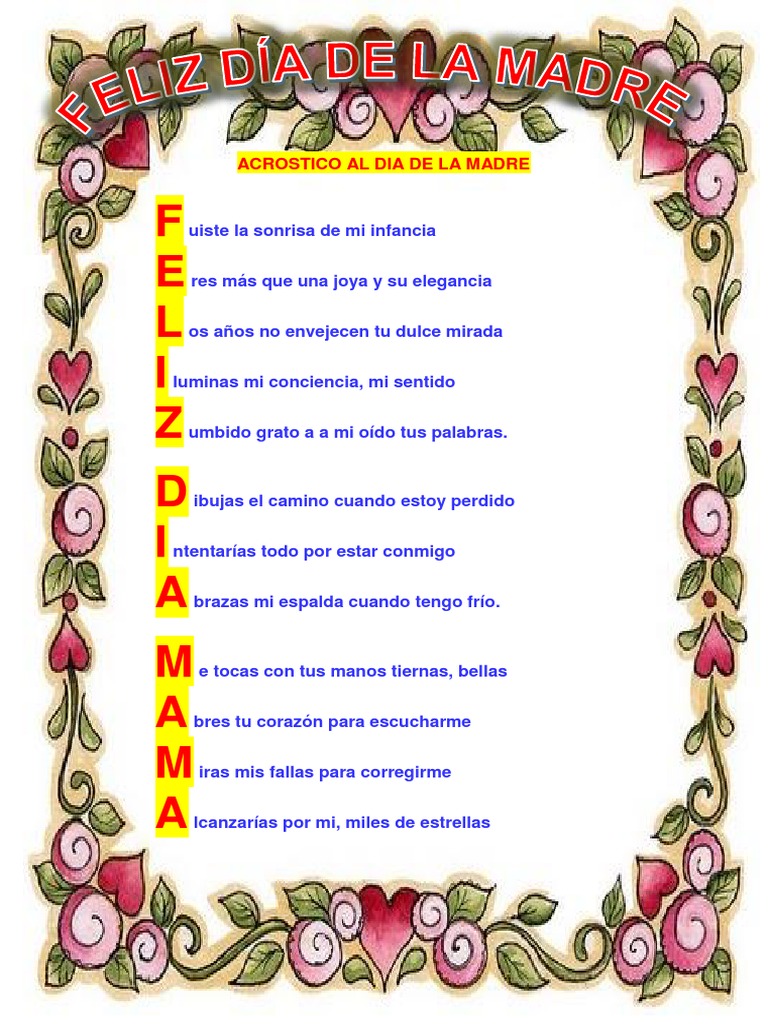 Acrostico Al Dia de La Madre