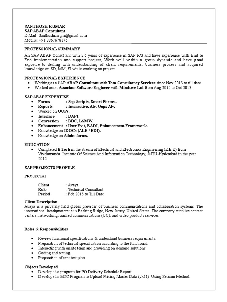 Santhosh Resume | PDF | Sap Se | Specification (Technical Standard)