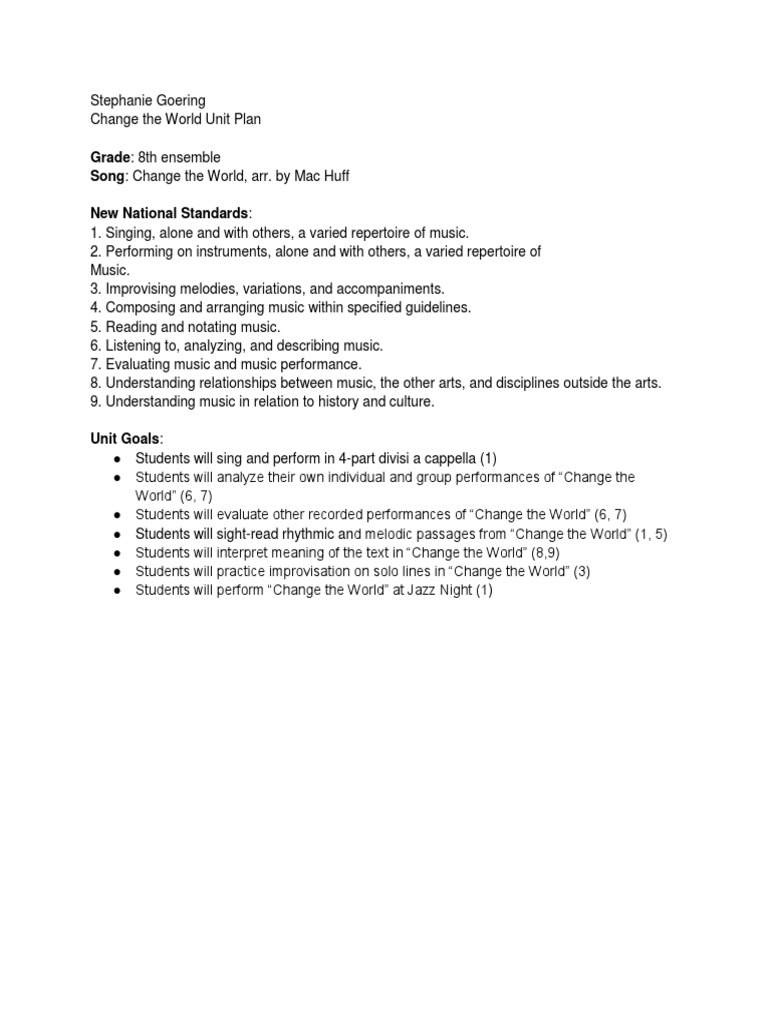 Change The World Unit Plan | PDF | Language Arts & Discipline