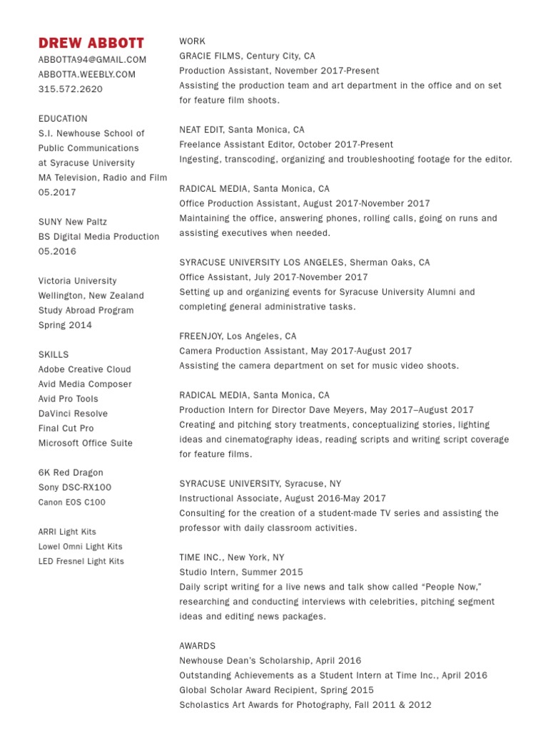 Abbott Resume | Download Free PDF | Entertainment (General) | Leisure