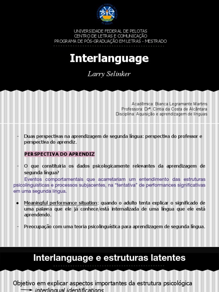 Teoria de Interlíngua de Selinker | PDF | Linguagem natural | Aprendizado