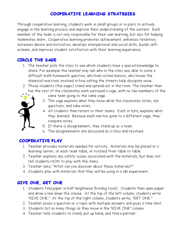 Cooperative Learning Strategies | PDF | Question | Learning