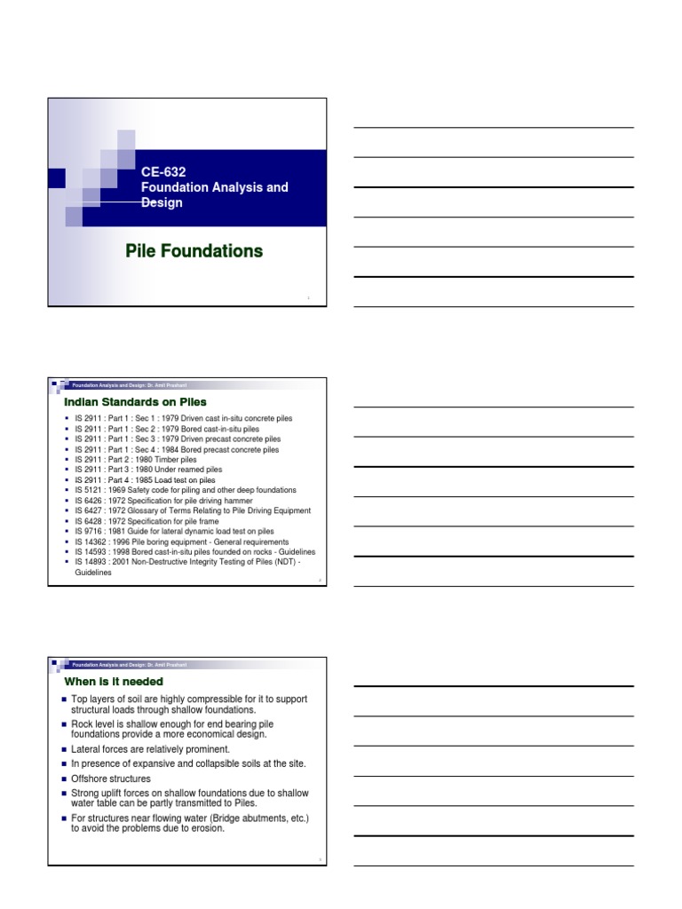 CE 632 Pile Foundations Part-1 Handout | PDF