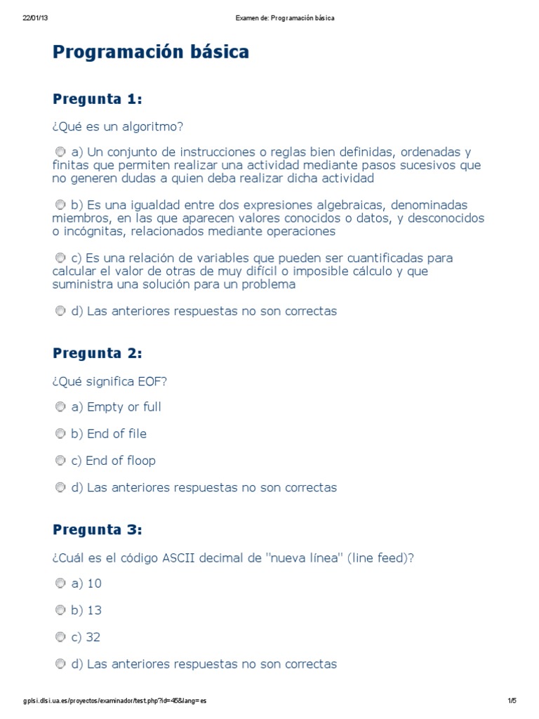 Examen de - Programación Básica | PDF | Programación de computadoras | Programa de computadora