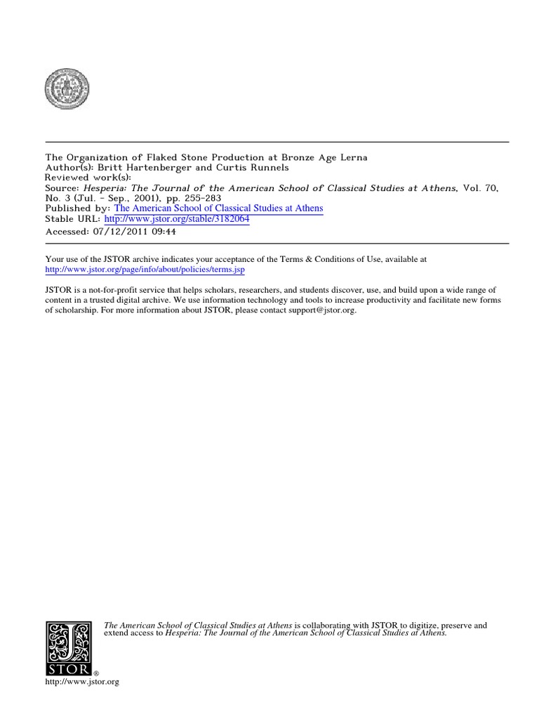 Hartenberger y Runnels-The Organization of Flaked Stone Production at ...