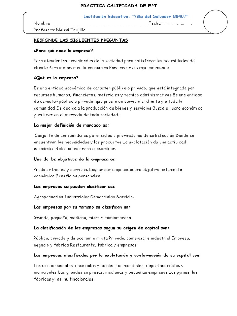 Practica Calificada de Ept | PDF | Pequeñas y medianas empresas | Economias