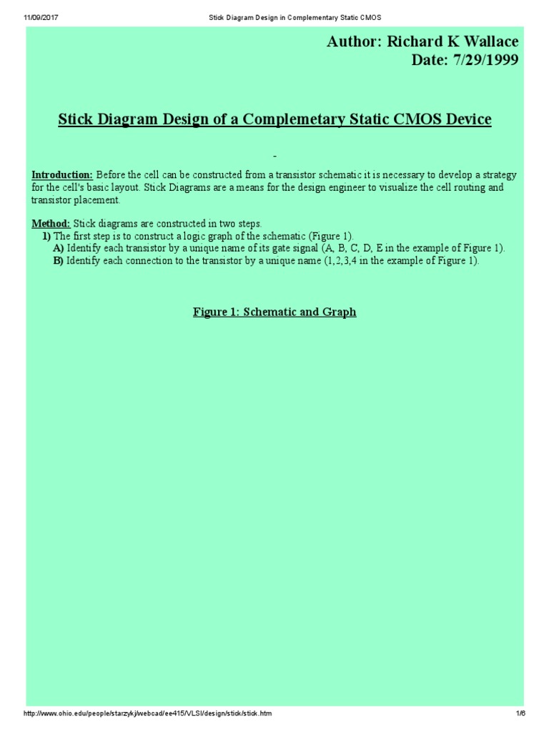 CMOS Stick Diagram Design Guide | PDF | Cmos | Mosfet