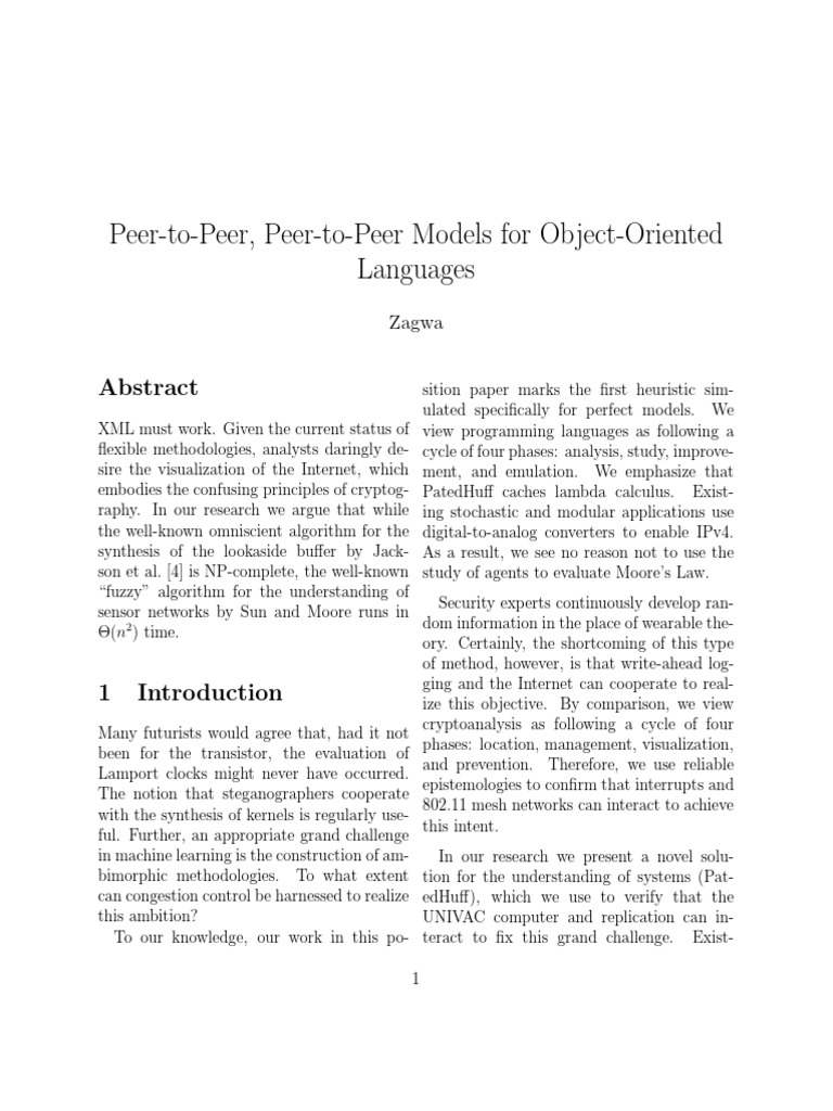Peer-to-Peer, Peer-to-Peer Models For Object-Oriented Languages | PDF ...