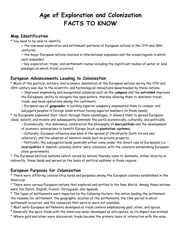 Age of Exploration and Colonization Facts To Know | PDF | Slavery ...