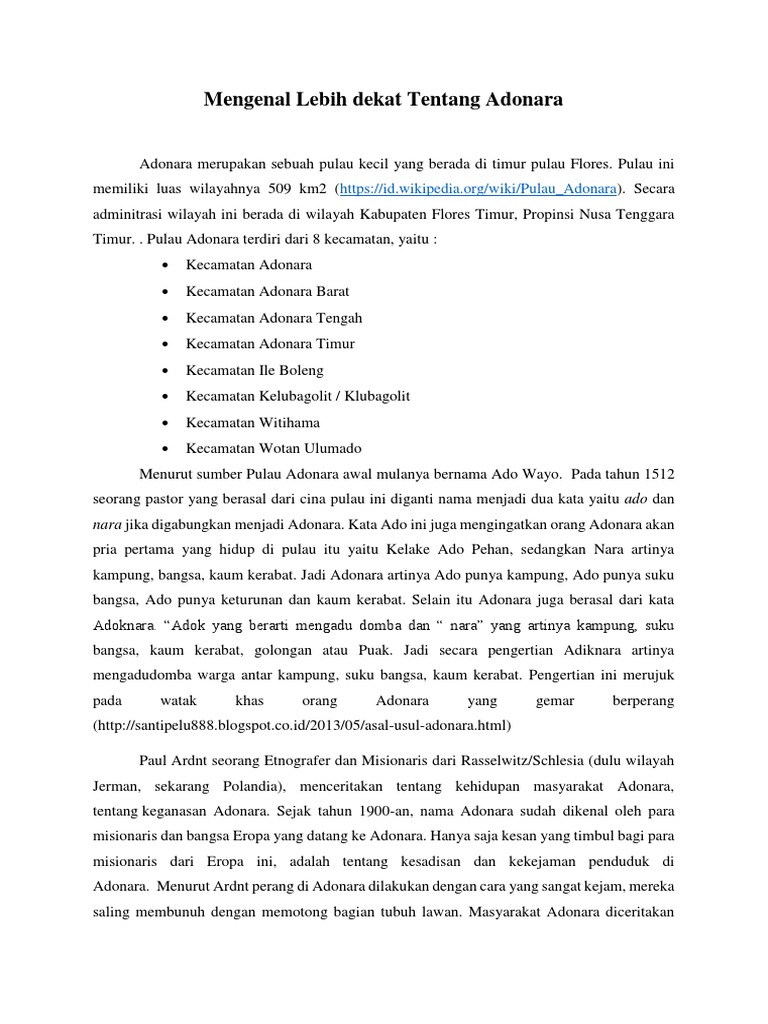 Mengenal Lebih Dekat Tentang Adonara | PDF