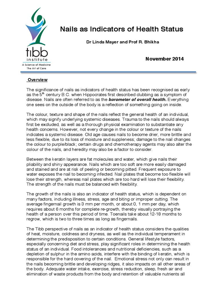 Nails As Indicators of Health Status | PDF | Nail (Anatomy) | Medical ...