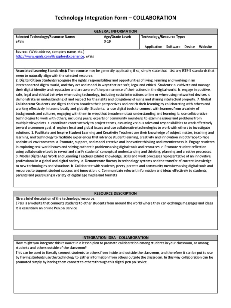 Technology Integration Template-Collaboration 2 | PDF | Collaboration ...