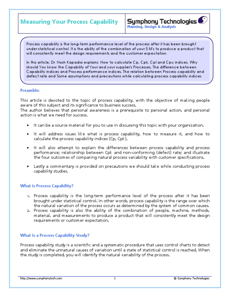 Process Capability | PDF | Standard Deviation | Statistics