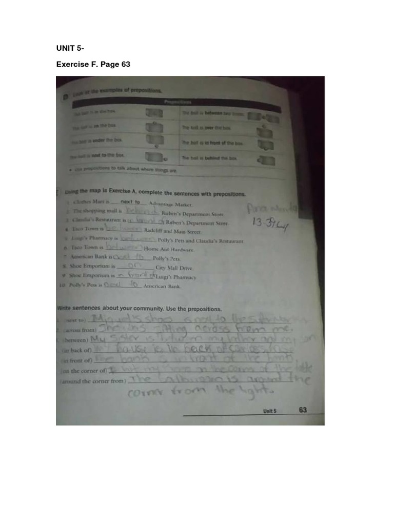 Unit 5-Exercise F. Page 63 | PDF