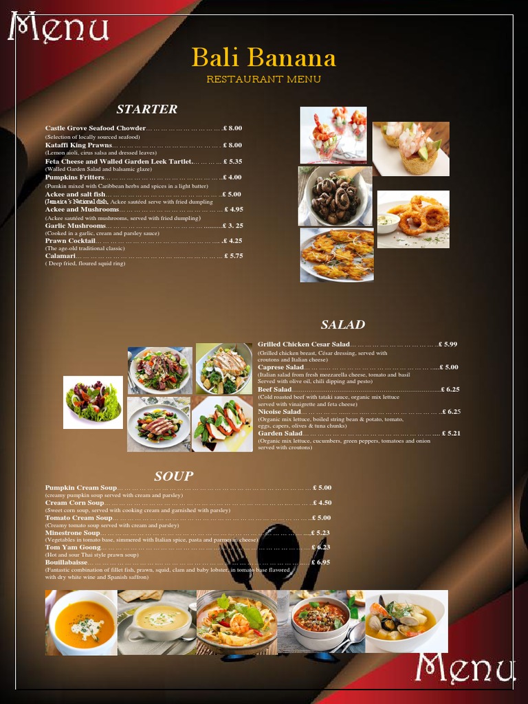 Bali Banana: Starter | PDF | Salad | European Cuisine