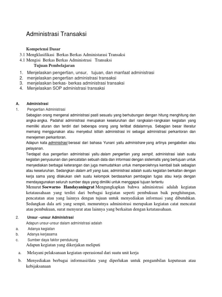 Administrasi Transaksi BAB I | PDF