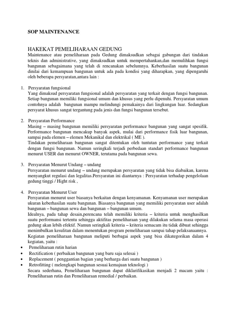 Sop Maintenance