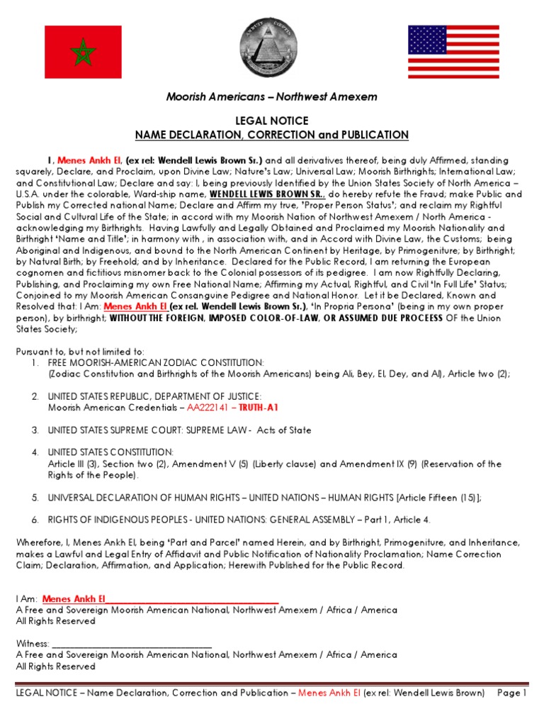 Name Change Declaration PDF | PDF | Notary Public | United States ...