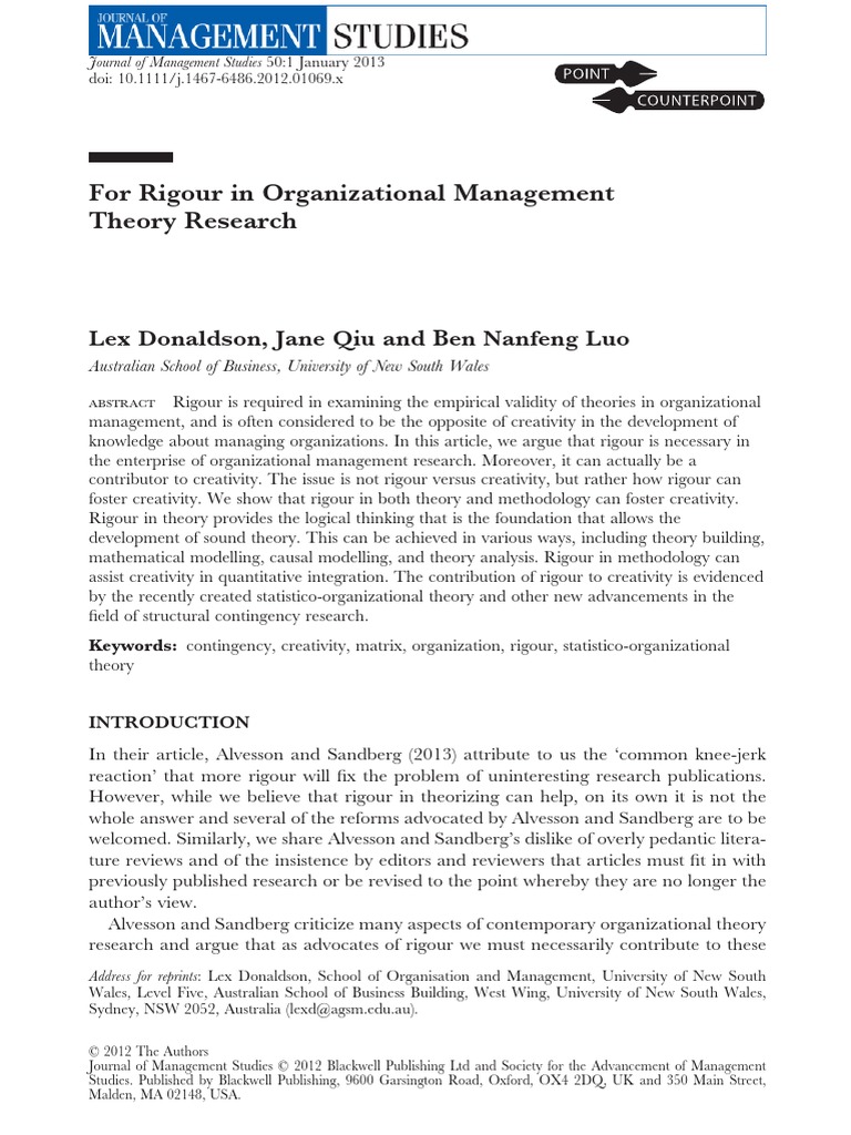 Donaldson Et Al 2013 | PDF | Paradigm | Theory