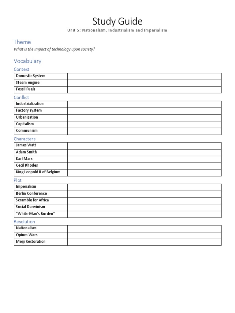 Unit 5 Study Packet | PDF | Industrial Revolution | Imperialism