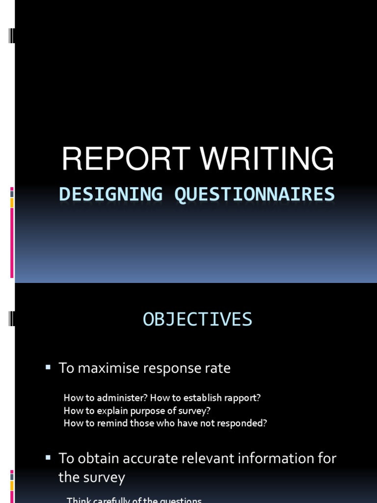 Designing Questionnaires-Powerpoint | PDF | Survey Methodology ...