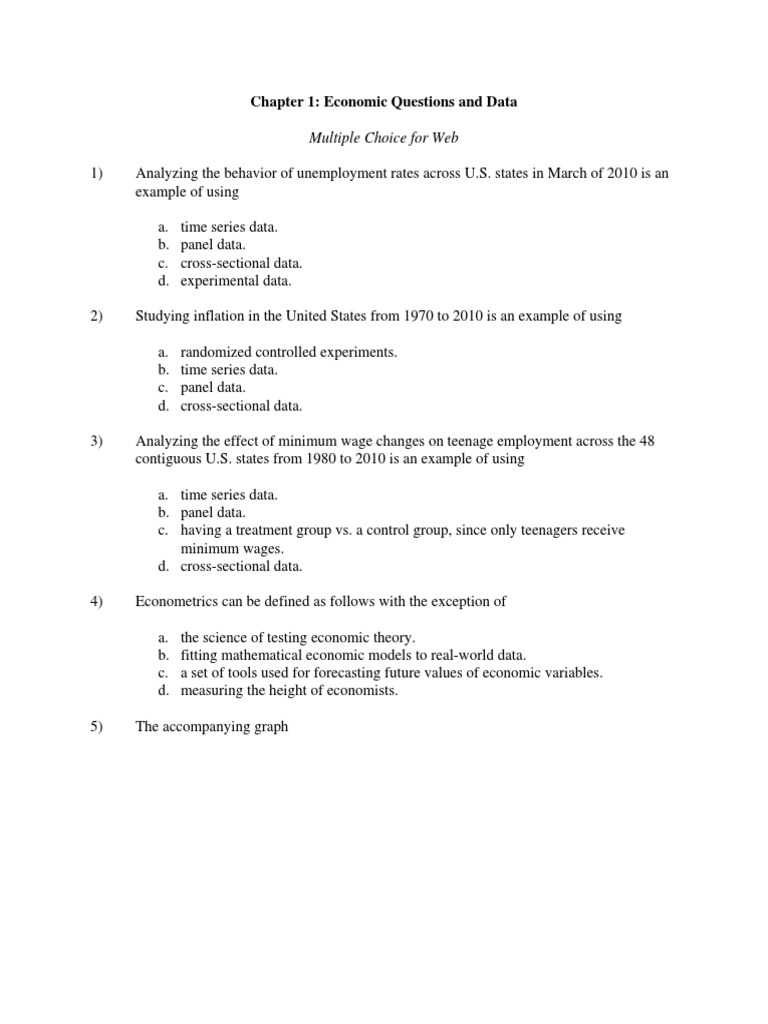 Chapter 1: Economic Questions and Data: Multiple Choice For Web | PDF ...