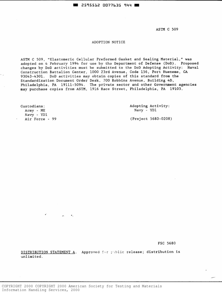 Astm C509 | PDF | Home & Garden | Science & Mathematics