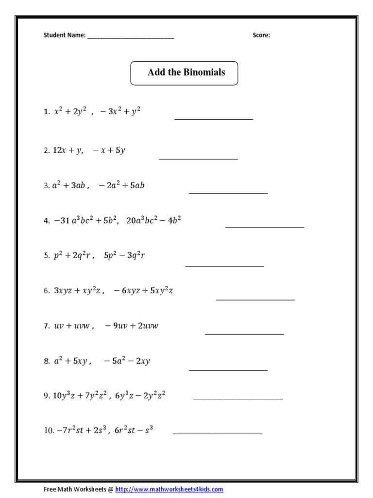 Addition Binomials | PDF | Teaching Methods & Materials | Art