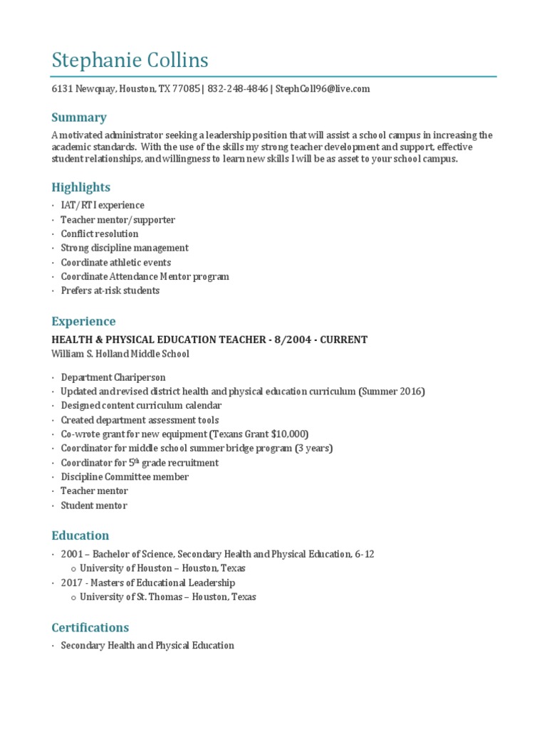 Collins Stephanie Resume | PDF