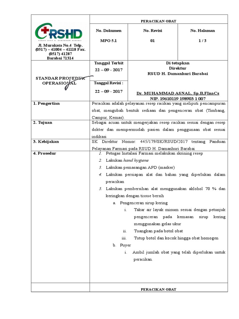Sop Peracikan Obat | PDF