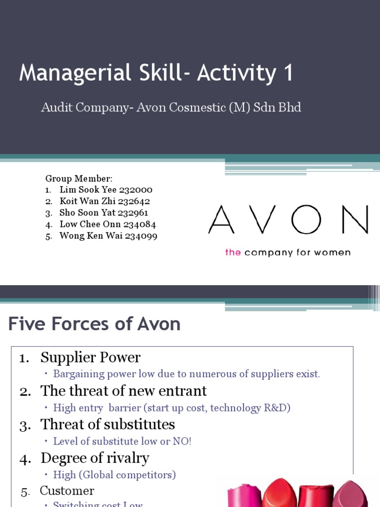 Managerial Skill-Activity 1: Audit Company - Avon Cosmestic (M) SDN BHD ...