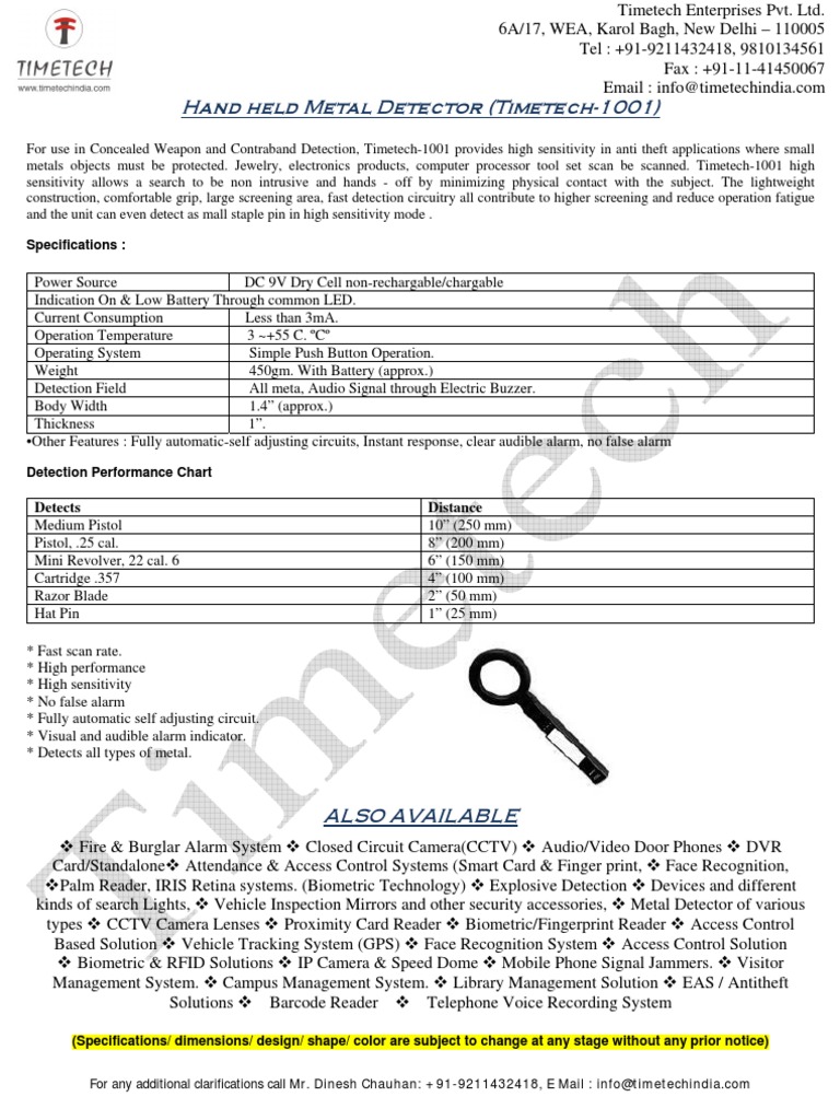 Hand Held Metal Detector | PDF | Access Control | Metal Detector