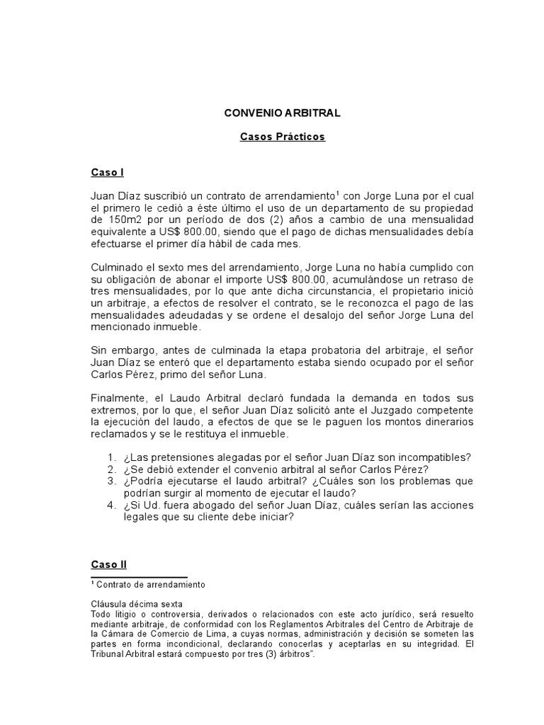 Convenio Arbitral Casos Prácticos | PDF | Arbitraje | Propiedad