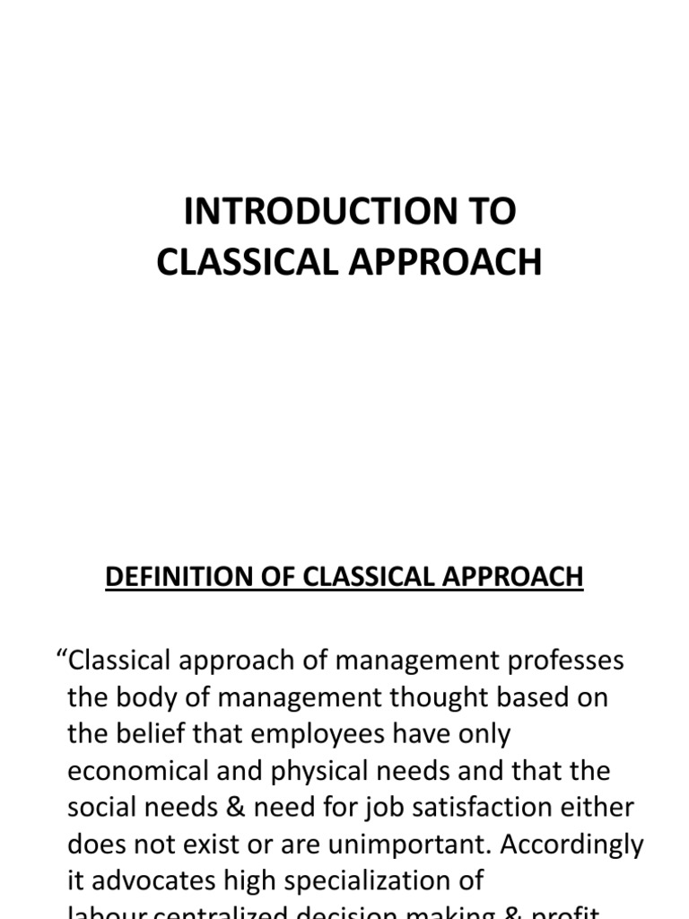 Classical Approach of Management | PDF | Employment | Economies