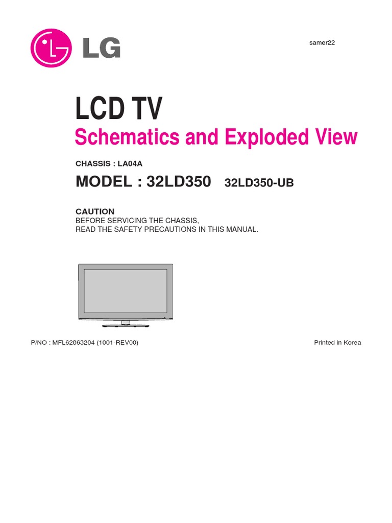 LG 32ld350-Ub Chassis La04a Exploded SCH | PDF | Thin Film Transistor ...
