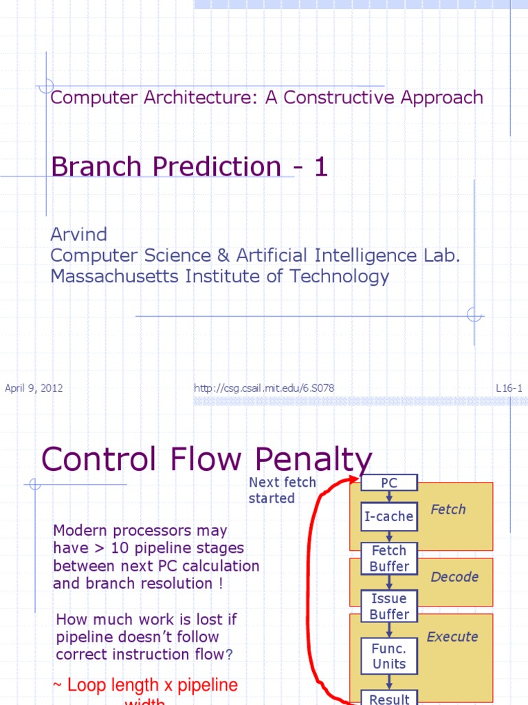 Branch Prediction - 1: Computer Architecture: A Constructive Approach ...