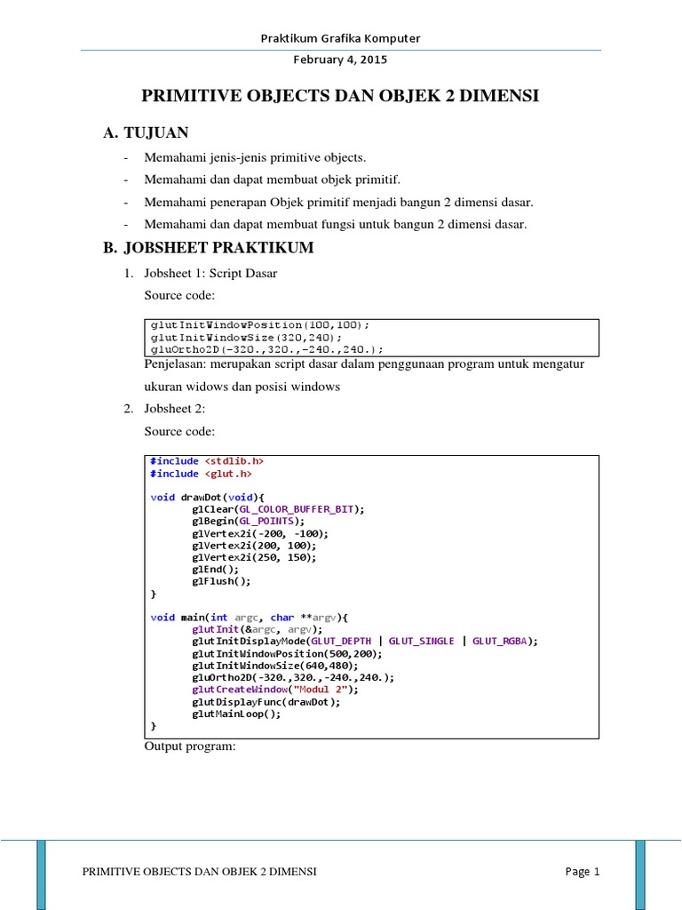 Primitive Objects Dan Objek 2 Dimensi | PDF