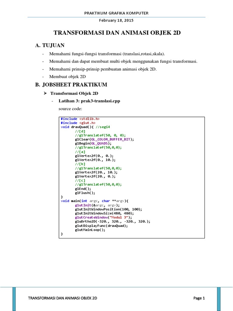 Transformasi Dan Animasi Objek 2d | PDF