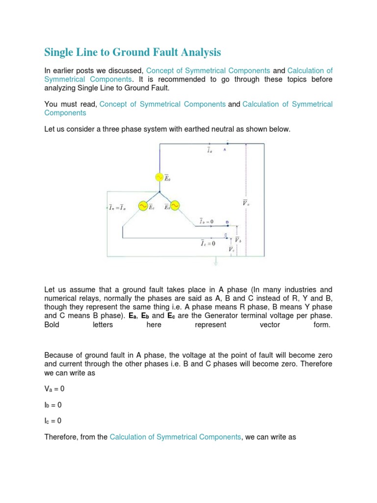 Single Line To Ground Fault | PDF | Power (Physics) | Electronic ...