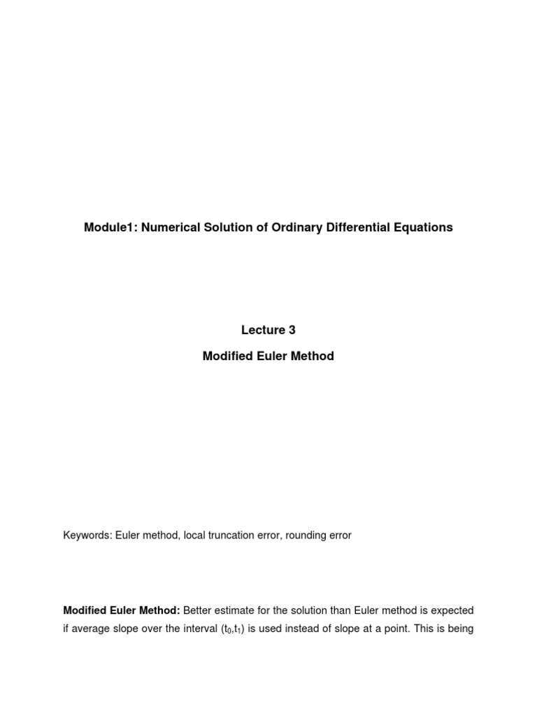 Module1: Numerical Solution of Ordinary Differential Equations | PDF | Mathematics Of Computing ...
