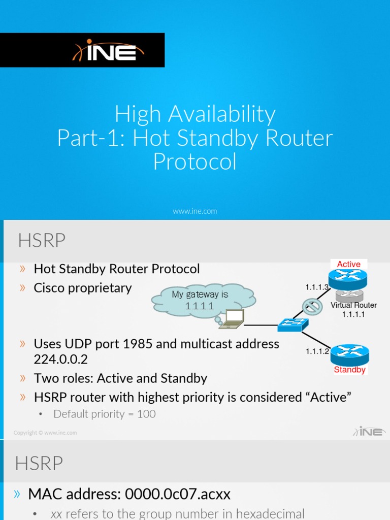 High Availability Part-1: Hot Standby Router Protocol | PDF | Internet ...