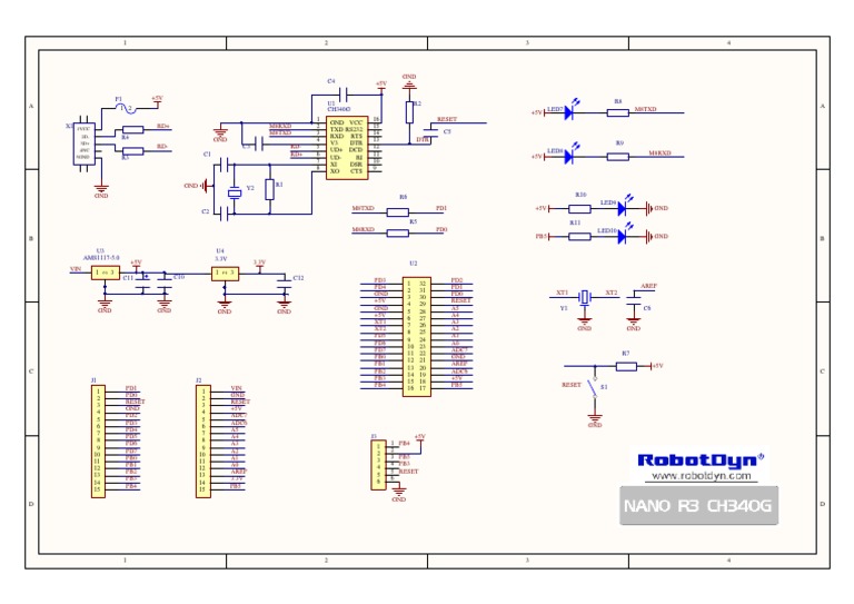 Schematic Arduino NANO-V3-CH340G ATMEGA328P | Data Transmission | Computer Networking