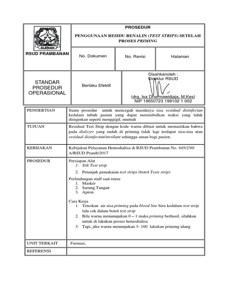 Prosedur Penggunaan Residual Renalin | PDF
