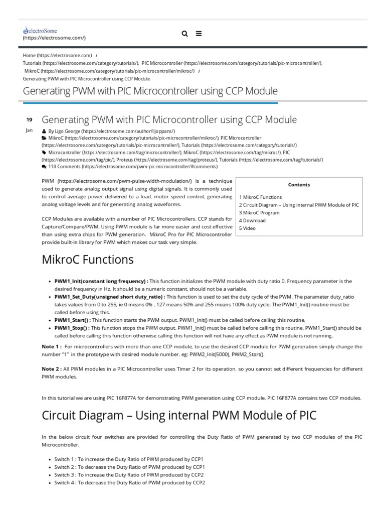 Generating Pwm With Pic Microcontroller Mikroc Pro Pdf Arduino Microcontroller