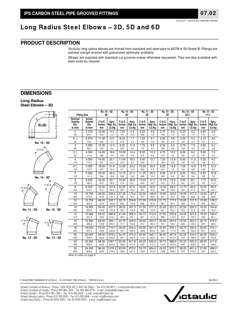 Long Radius Steel Elbows - 3D, 5D and 6D: Product Description | PDF ...