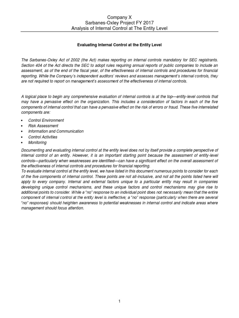ELC Template | PDF | Internal Control | Audit Committee