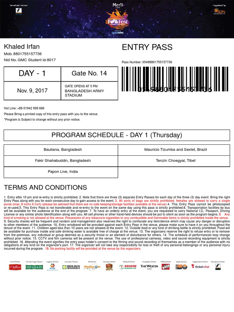 Entry Pass: Khaled Irfan | PDF | Identity Document | Closed Circuit ...