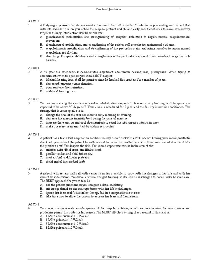 Physical Therapy Exam Prep | PDF | Physical Therapy | Anatomical Terms ...