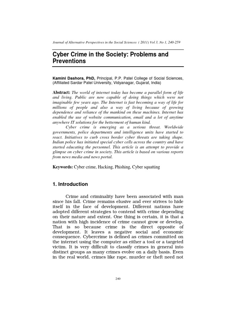 Cyber Crime in The Society: Problems and Preventions | PDF | Cybercrime ...